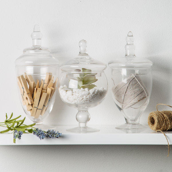 Winston Porter 3 Piece Brentten Clear Glass Apothecary Jar Set